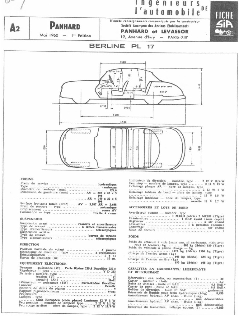 Fiche Technique pl17 l1 Et l4 | PDF