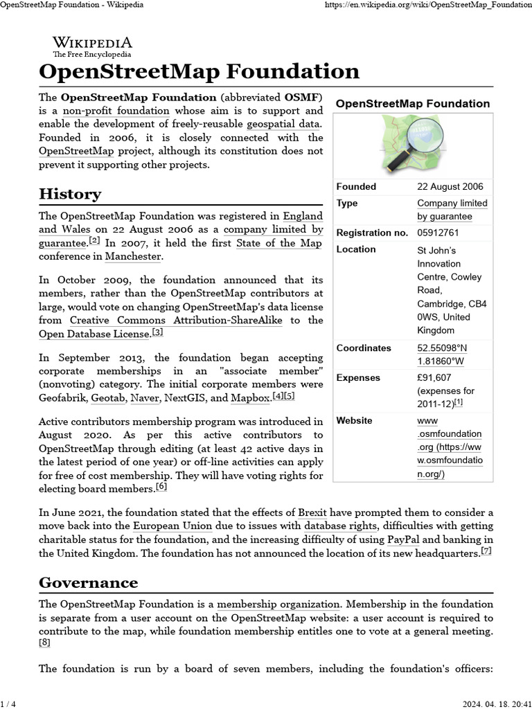 Openstreetmap Foundation: History | PDF | Geographical Technology ...