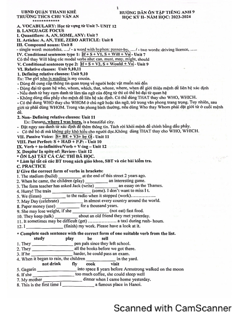 HK2-Đề Cương HK2 Chu Văn An | PDF