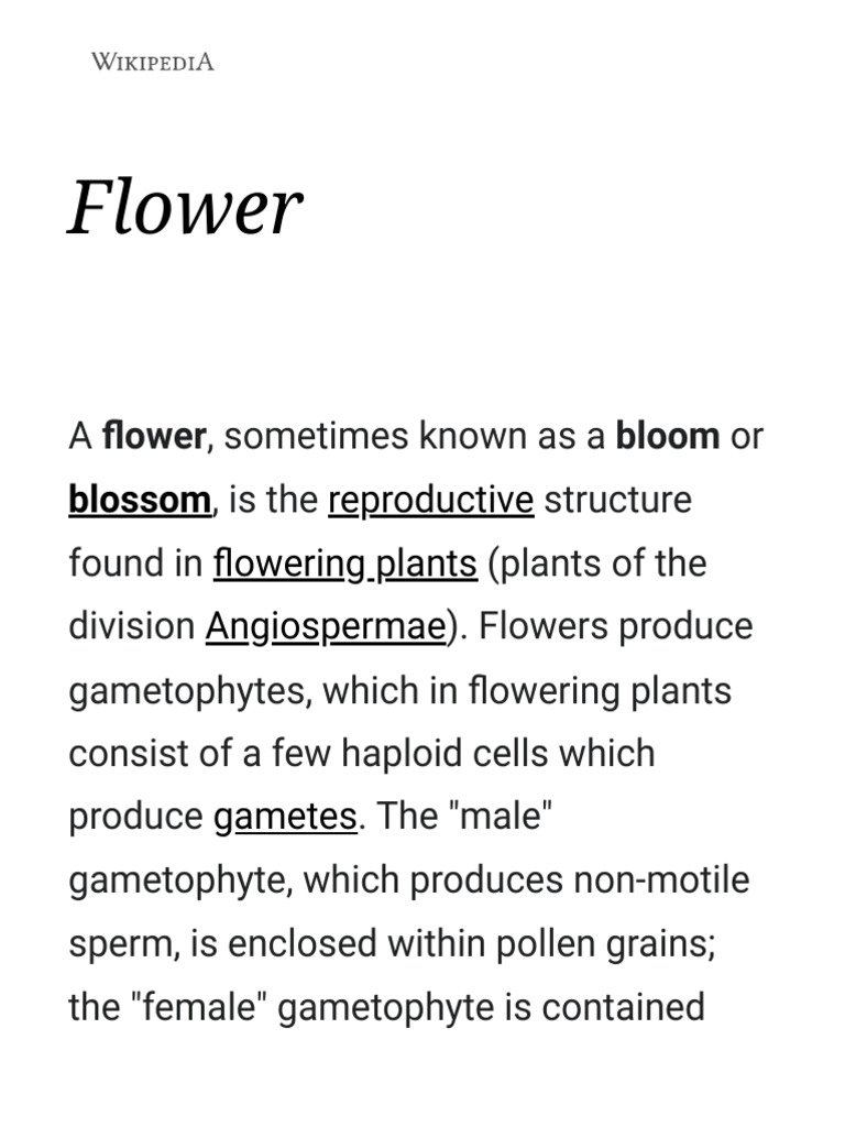 Flower - Wikipedia | PDF | Flowers | Pollination