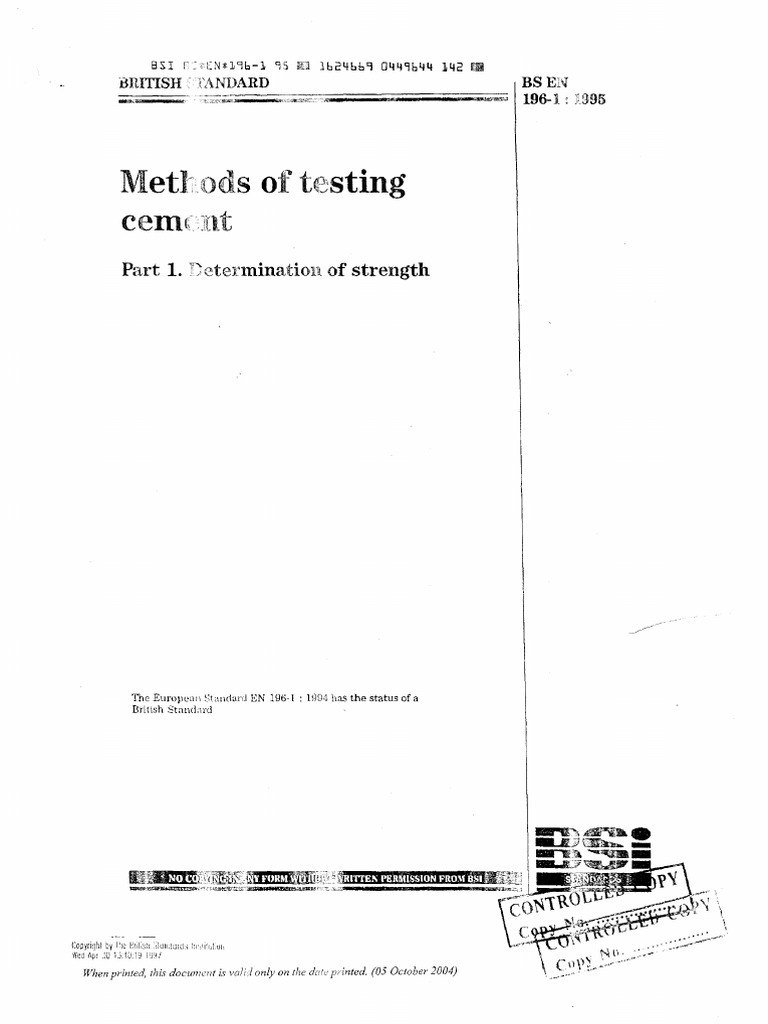 BS EN 196-1 (method of testing cement) | PDF | Secondary Sector Of The ...