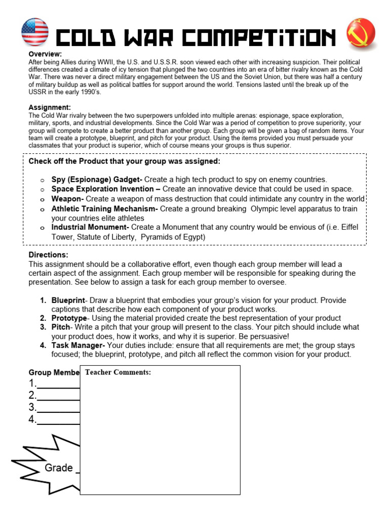 Cold War Competition BAGof FUNActivity | PDF | Cold War | Espionage