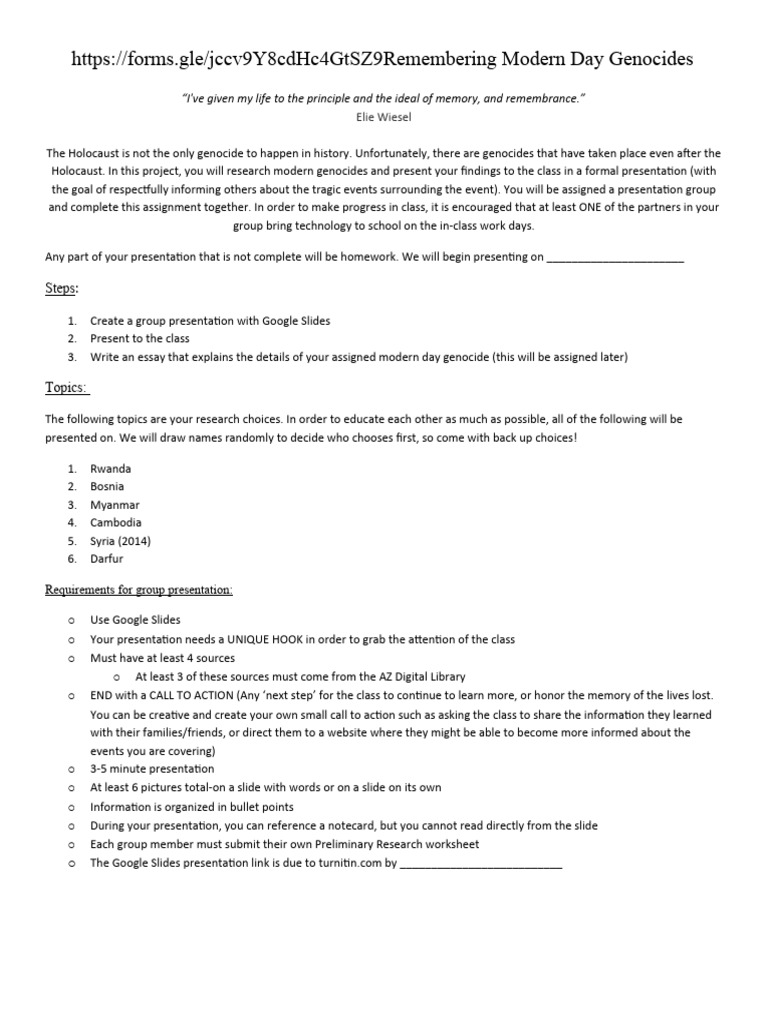 Modern Genocides Research Project Guide | PDF | Human Communication