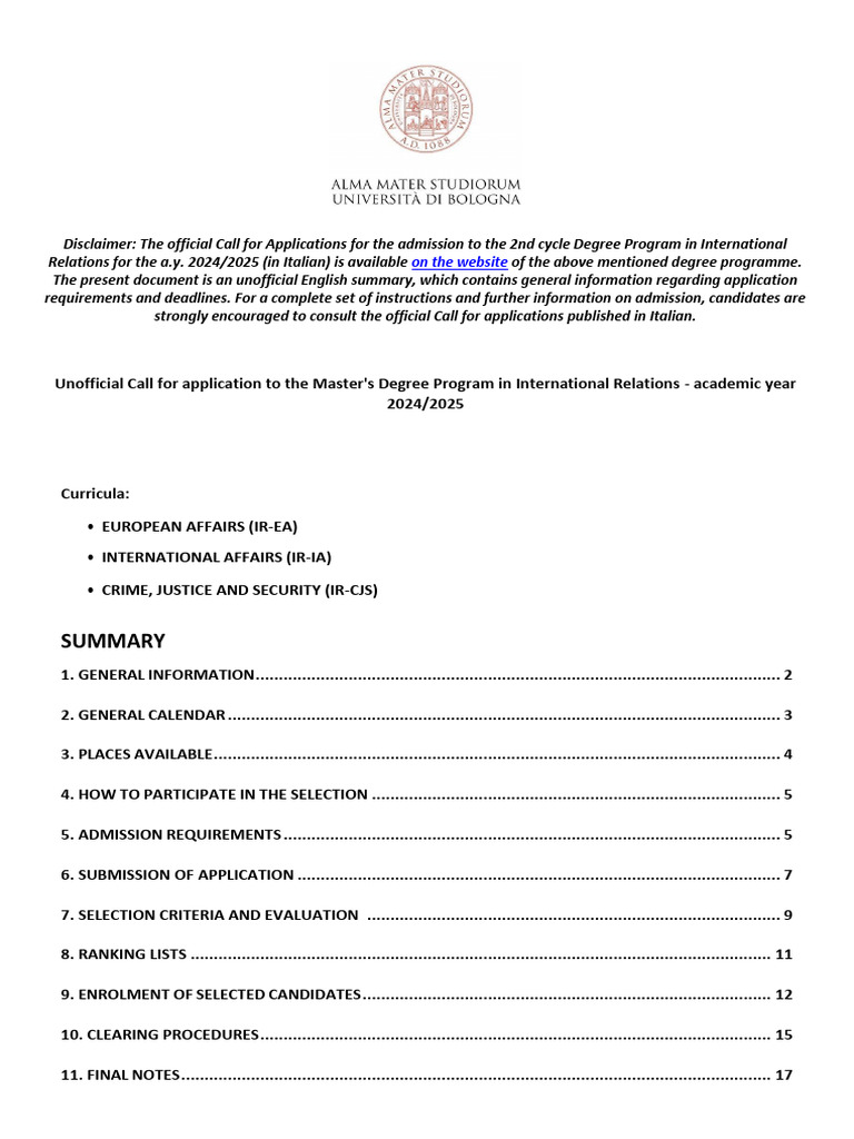 Unofficial English Call 24-25 1 | PDF | Academic Degree | Identity Document