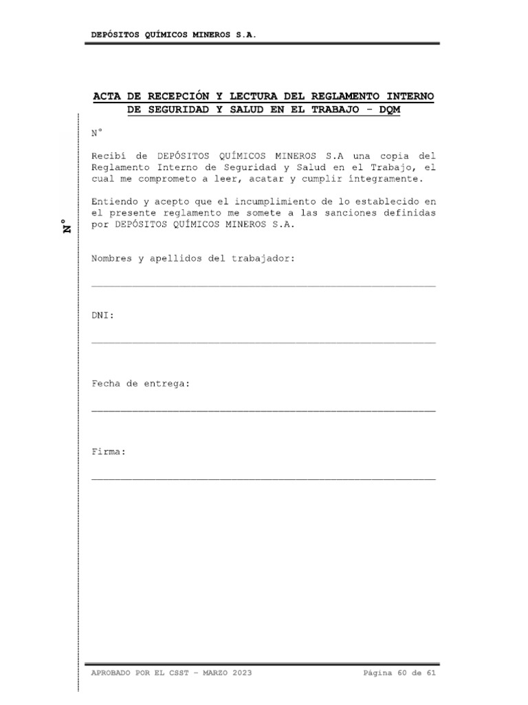 Cargo de Entrega Del Risst DQM Mi-004 | PDF