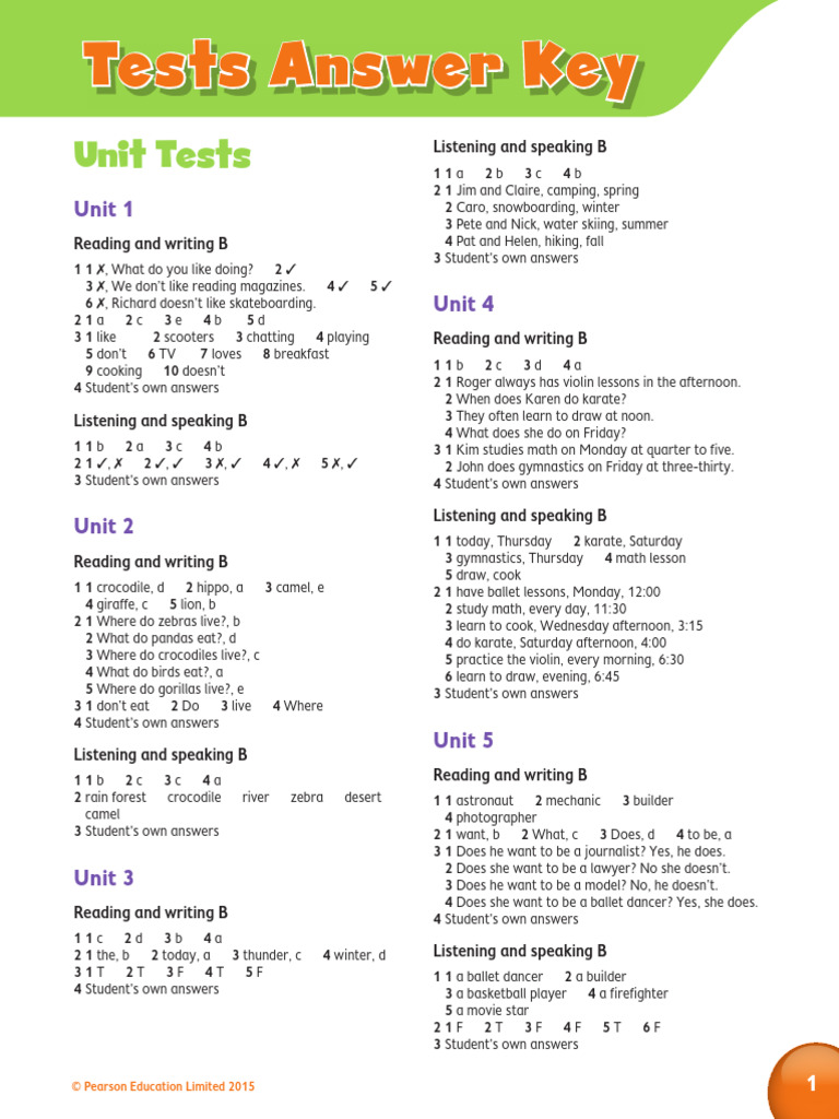 Tests_B_AnswerKey | PDF