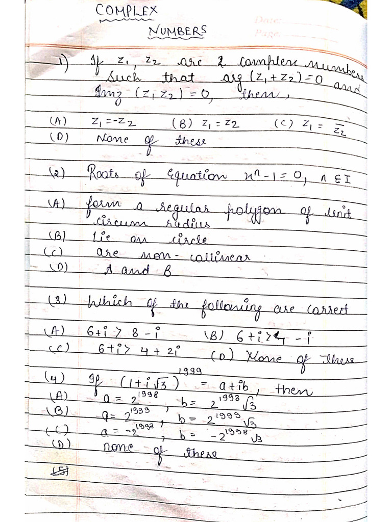 Complex Numbers Questions | PDF