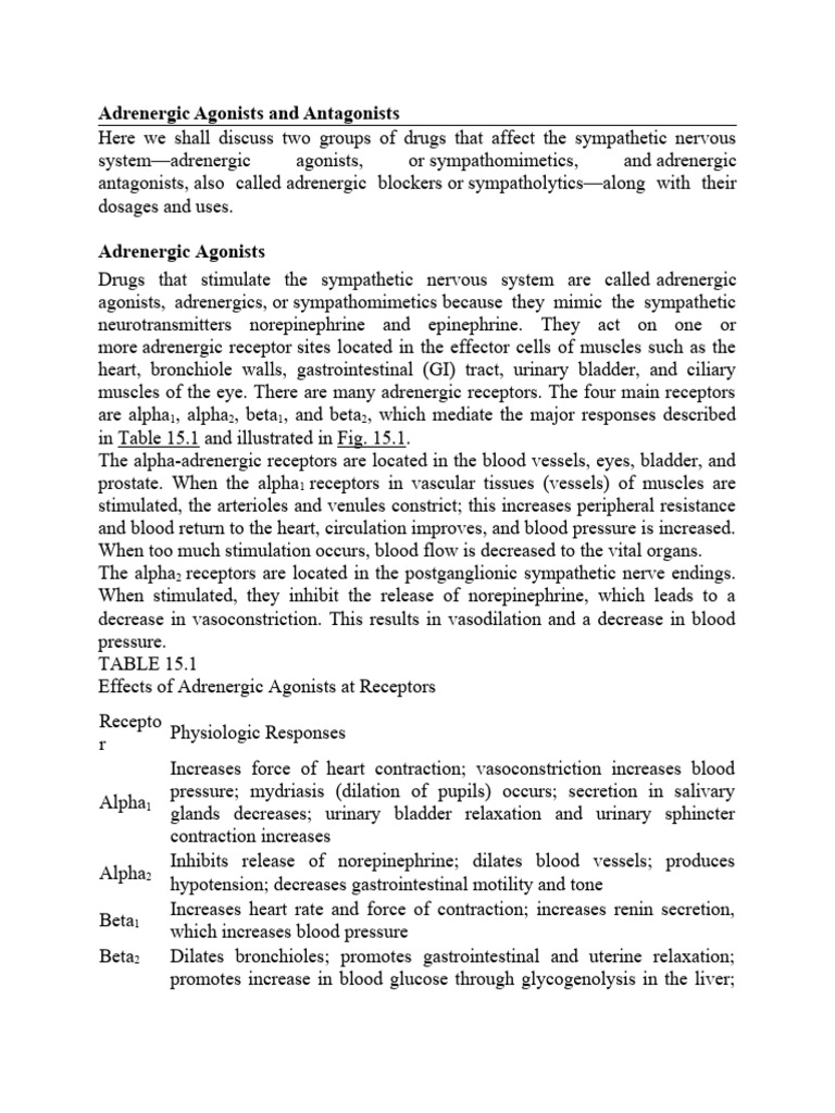 Adrenergic Agonists and Antagonists | PDF | Vasodilation | Norepinephrine