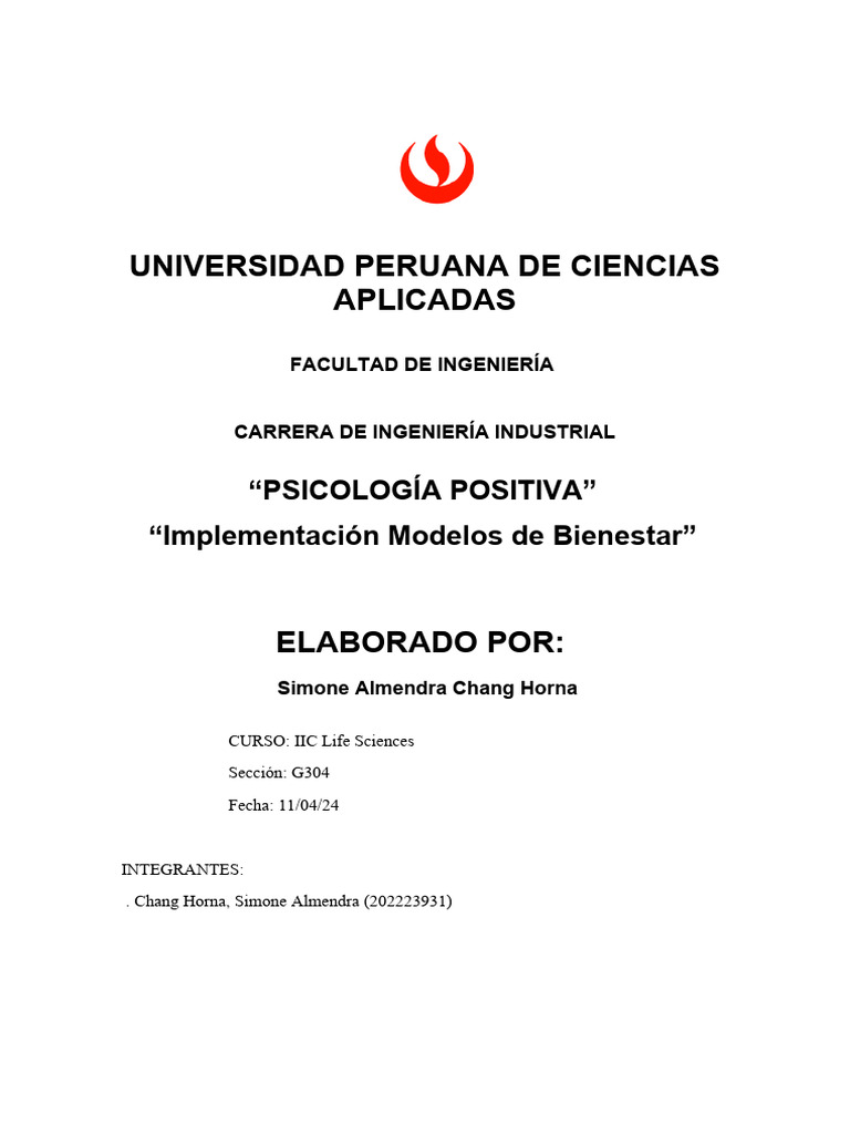 Implementación Modelos de Bienestar-Simone Chang | PDF | Bienestar ...
