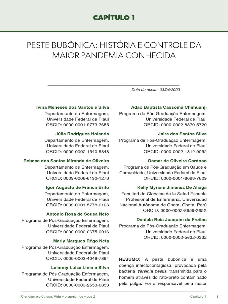 História e Controle da Peste Bubônica | PDF | Peste negra ...