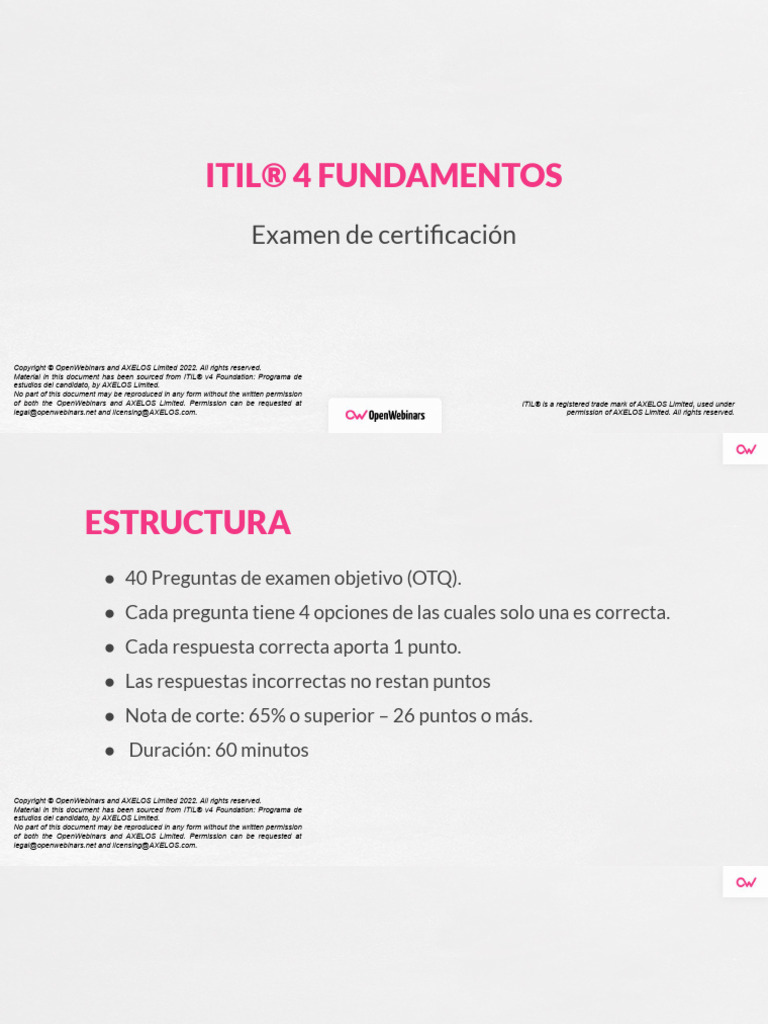 ITIL 4 Fundamentos - El Examen de Certificación | PDF | Private Law ...