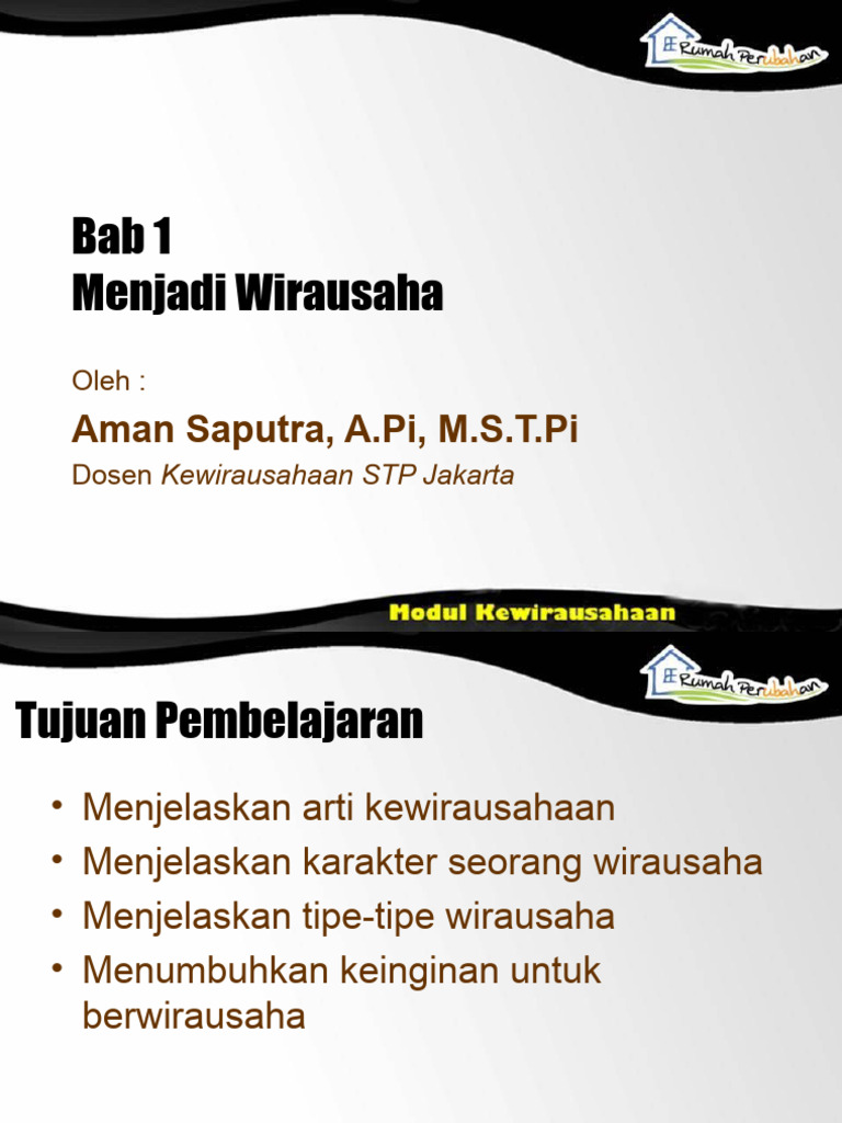 Bab 01 Menjadi Wirausaha | PDF