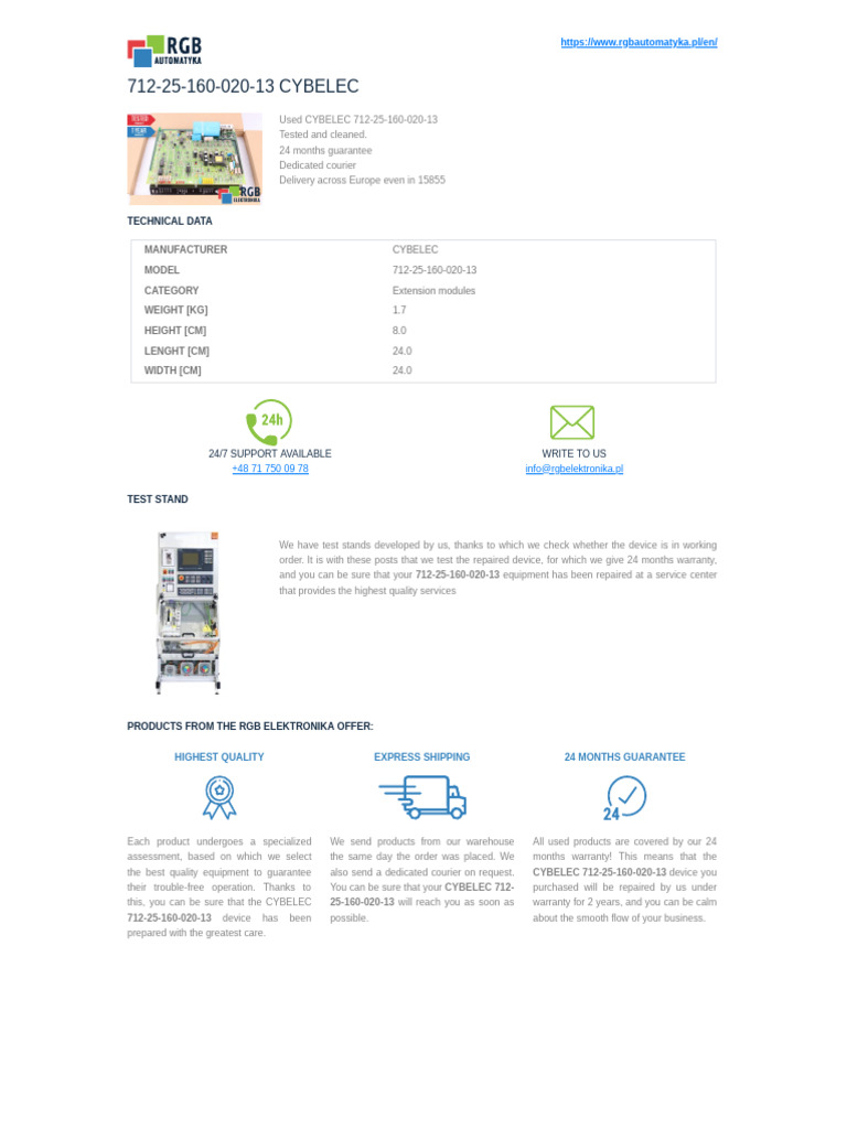 Used CYBELEC 712-25-160-020-13 Sale | PDF | Packaging And Labeling