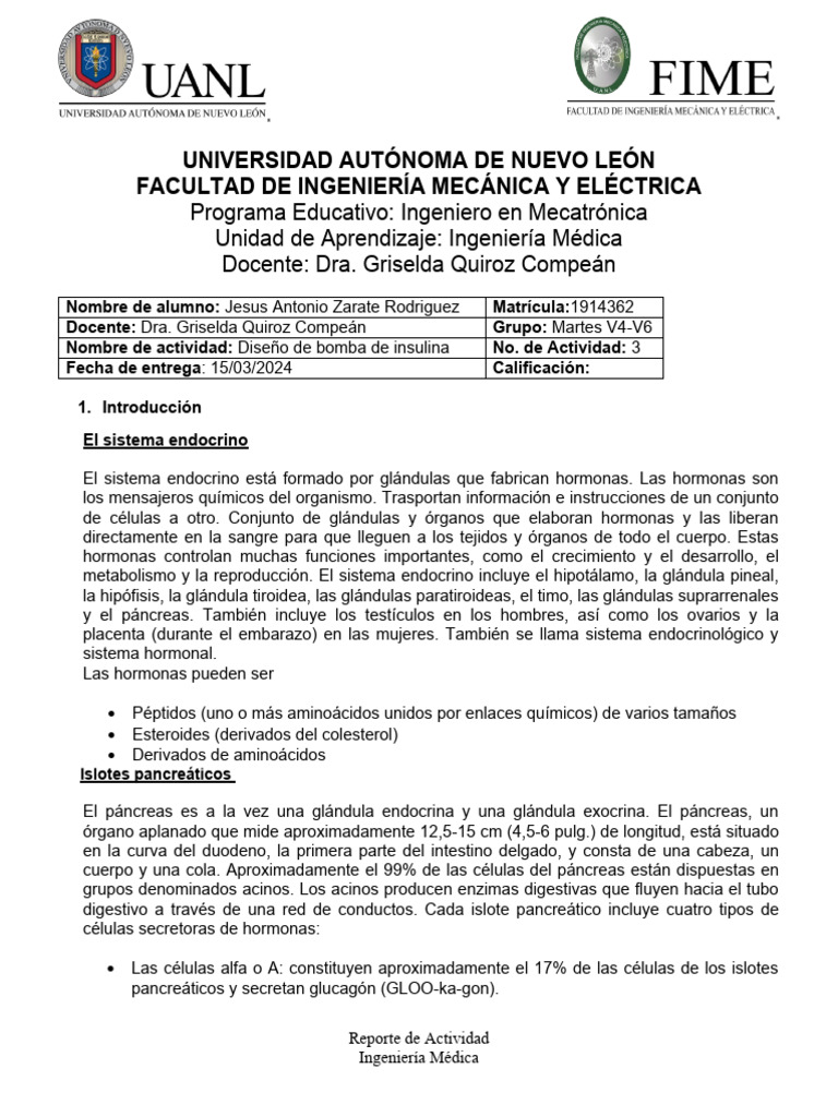 Act3 - Ing Medica | PDF | Páncreas | Sistema endocrino