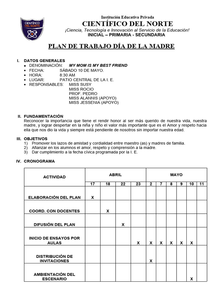 Proyecto Día de La Madre 2024 | PDF