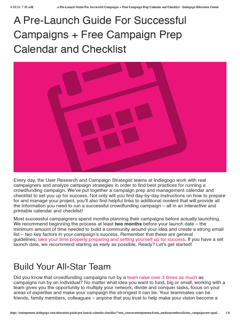 A Pre-Launch Guide For Successful Campaigns + Free Campaign Prep ...
