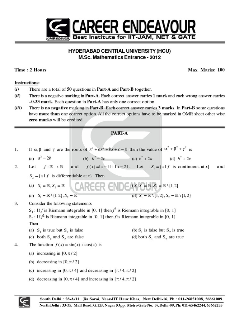 Hcu 2012 | PDF | Eigenvalues And Eigenvectors | Zero Of A Function