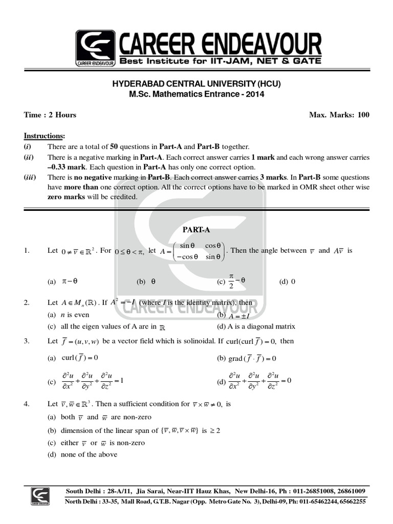 Hcu 2014 | PDF | Abstract Algebra | Mathematical Physics