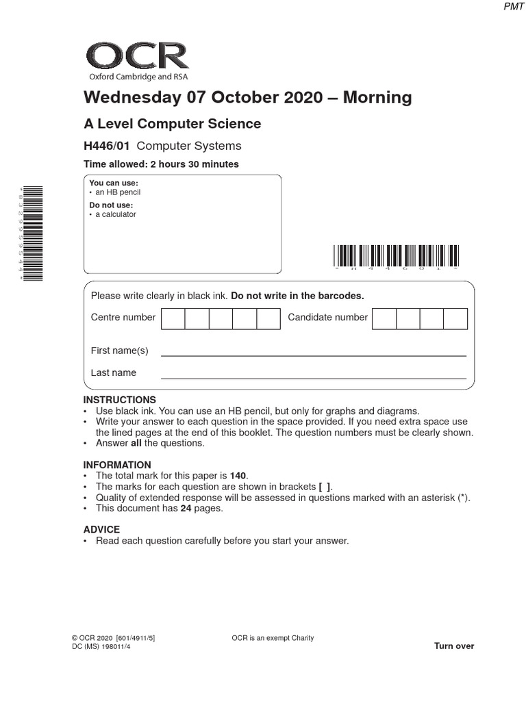 November 2020 QP - Paper 1 OCR Computer Science A-Level | PDF ...