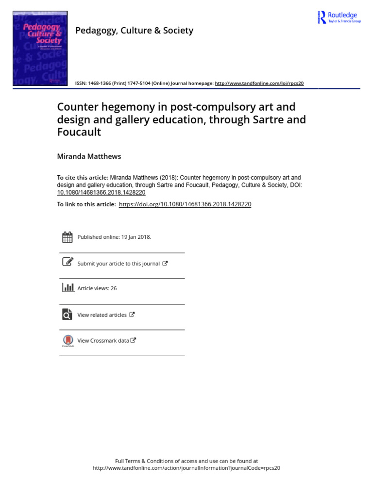 Matthews 2018.counter Hegemony in Post Compulsory Art and Design and ...
