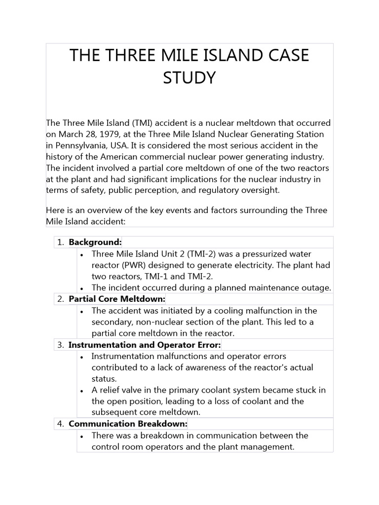 Three Mile Island Nuclear Accident Overview | PDF | Power (Physics ...
