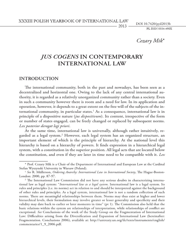 Jus Cogens in Contemporary Internat | PDF | International Law | Human ...