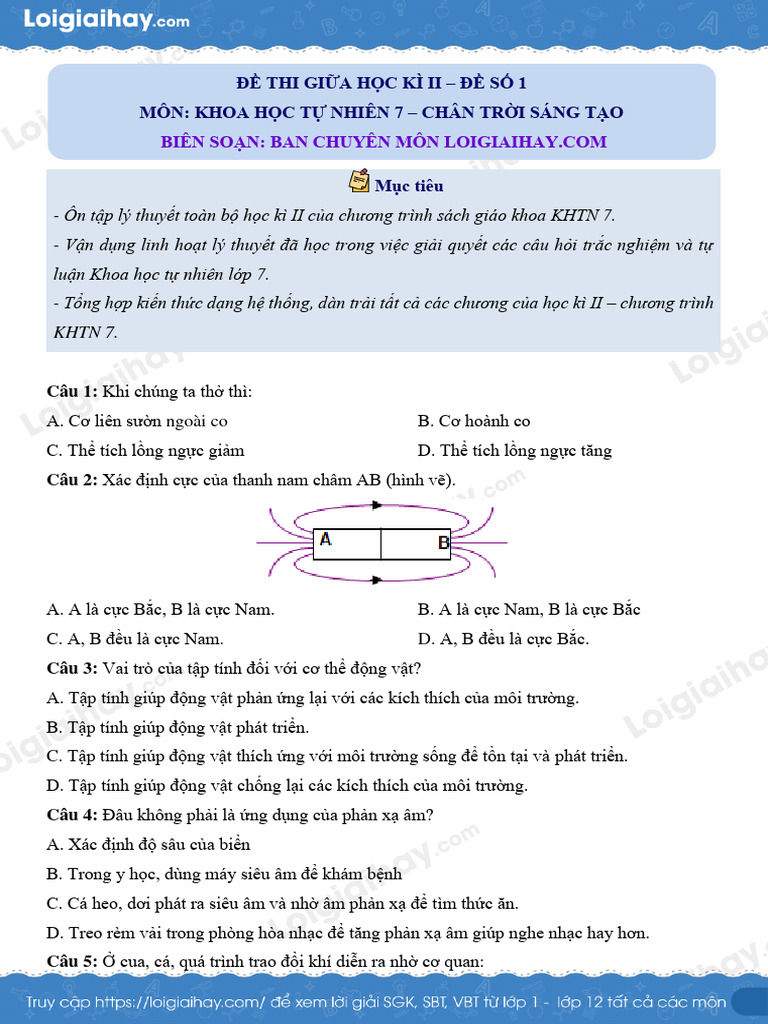 De Thi Giua Ki 2 KHTN 7 Chan Troi Sang Tao de So 1 1675417677 | PDF