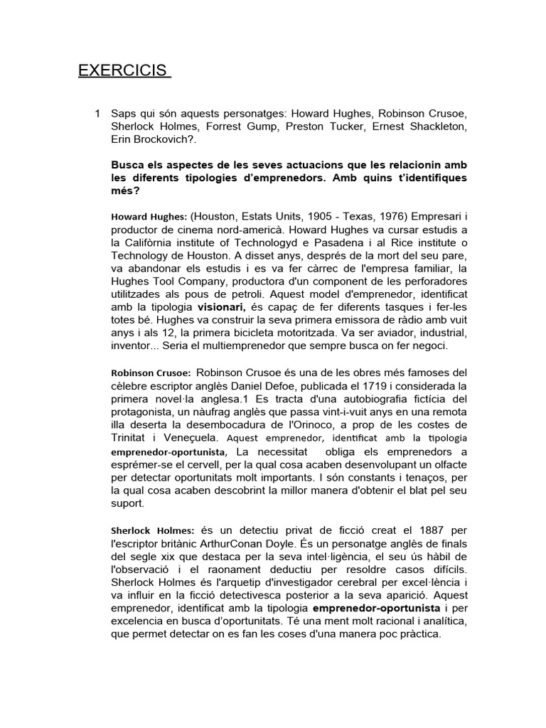 Exercicis Emprenedor | PDF