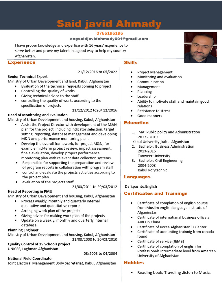 Said Javid Ahmady CV | PDF | Expert