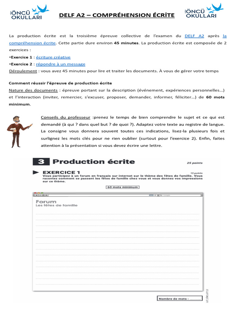Delf A2 Production Ecrite | PDF | Arts du langage et discipline