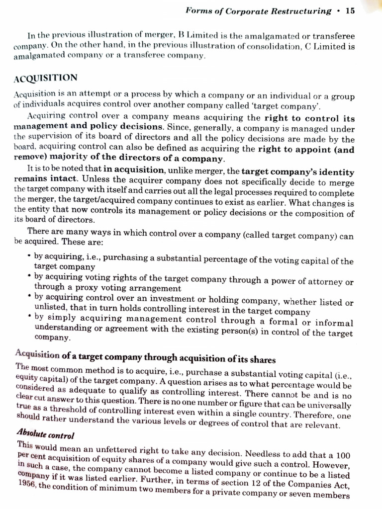 Unit 1 Corporate Restructuring PT 2 | PDF | Mergers And Acquisitions | Equity (Finance)