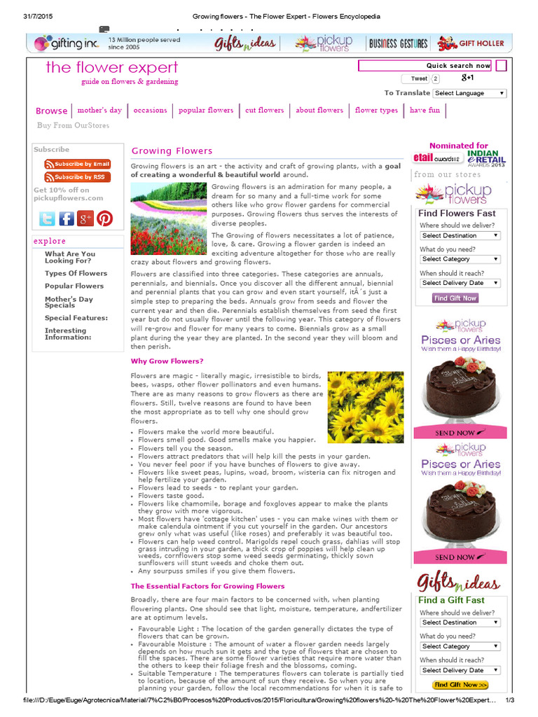 Growing Flowers - The Flower Expert - Flowers Encyclopedia | PDF ...