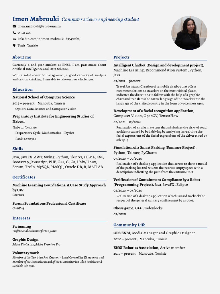 Imen Mabrouki Resume | PDF | Java (Programming Language) | Software Engineering