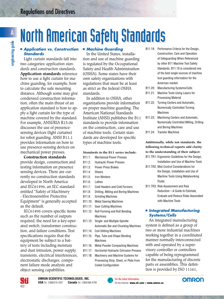 North America Safety Standards | PDF | Machine Tool | Safety