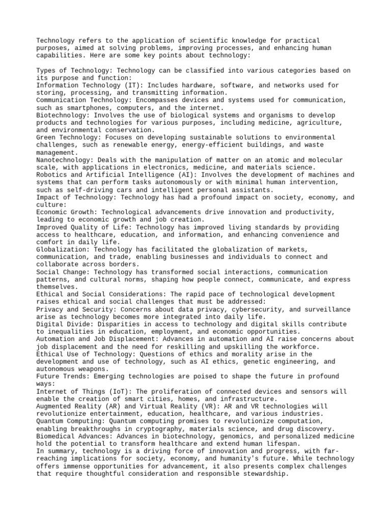 Technology stuff | PDF | Internet Of Things | Artificial Intelligence