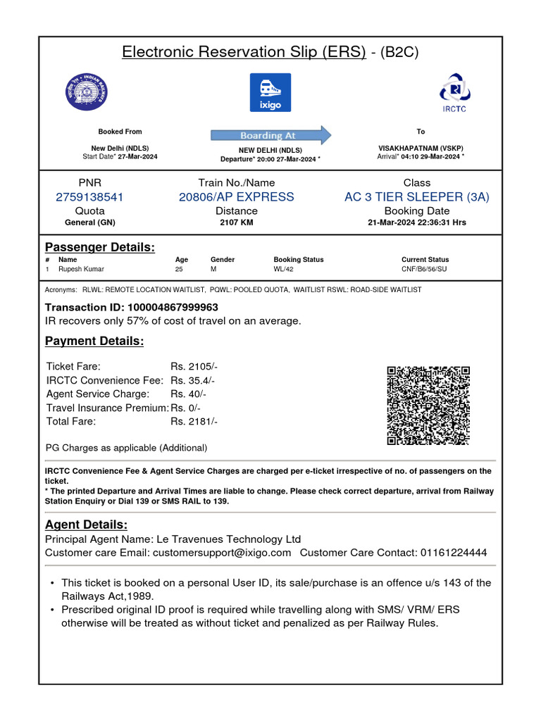 Train ticket | PDF | Identity Document