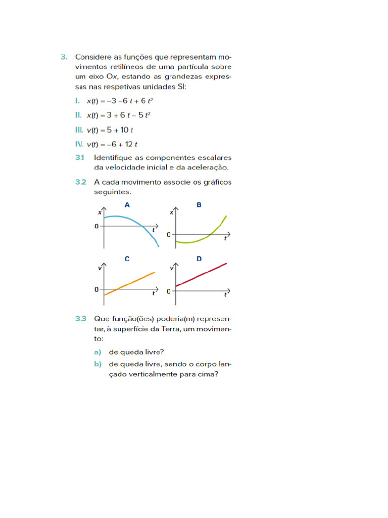 05 - Ficha 3 - Movimento Retilineos Uniformemente Variados | PDF