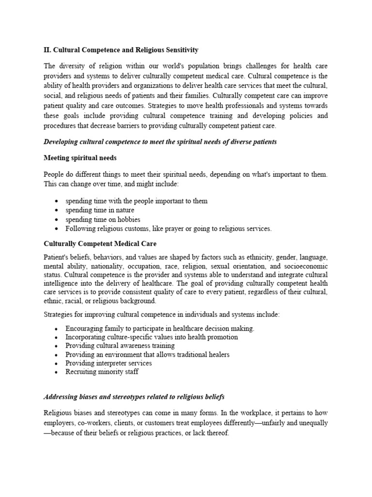 Cultural Competence and Religious Sensitivity and Religion and Health 2 ...