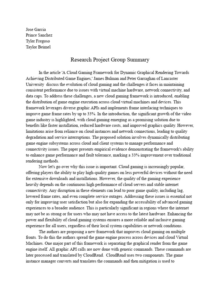 Group Paper Summary | PDF | Cloud Computing | Computer Science