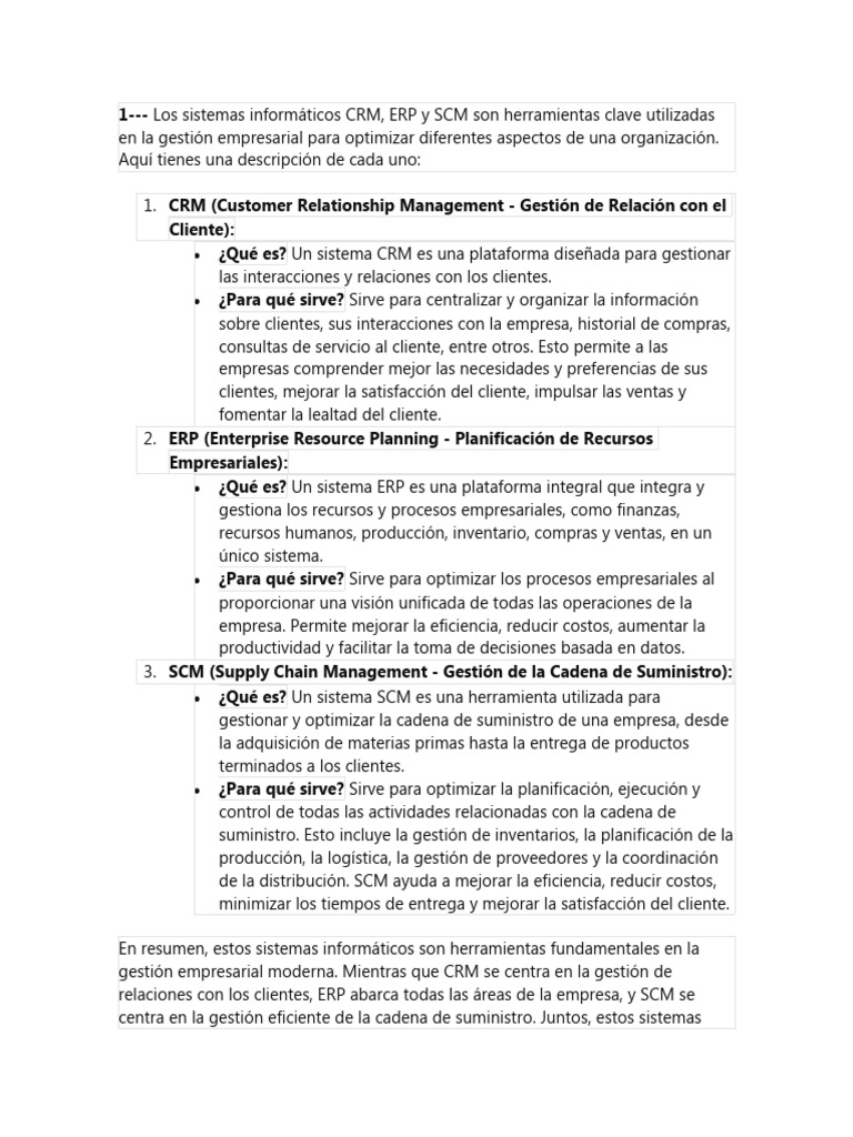 Sistemas de Informacion Parcial | PDF | Gestión de la relación con el ...