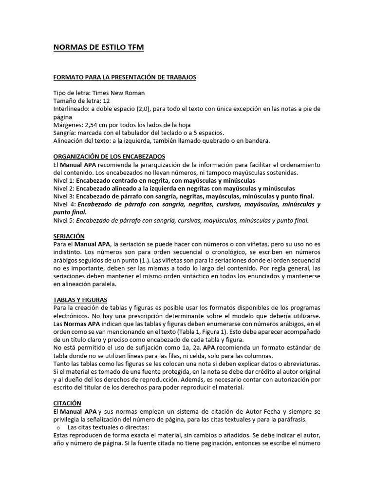 Normas-De-Estilo-Tfm 470 0 | PDF | Caso de carta | Comillas