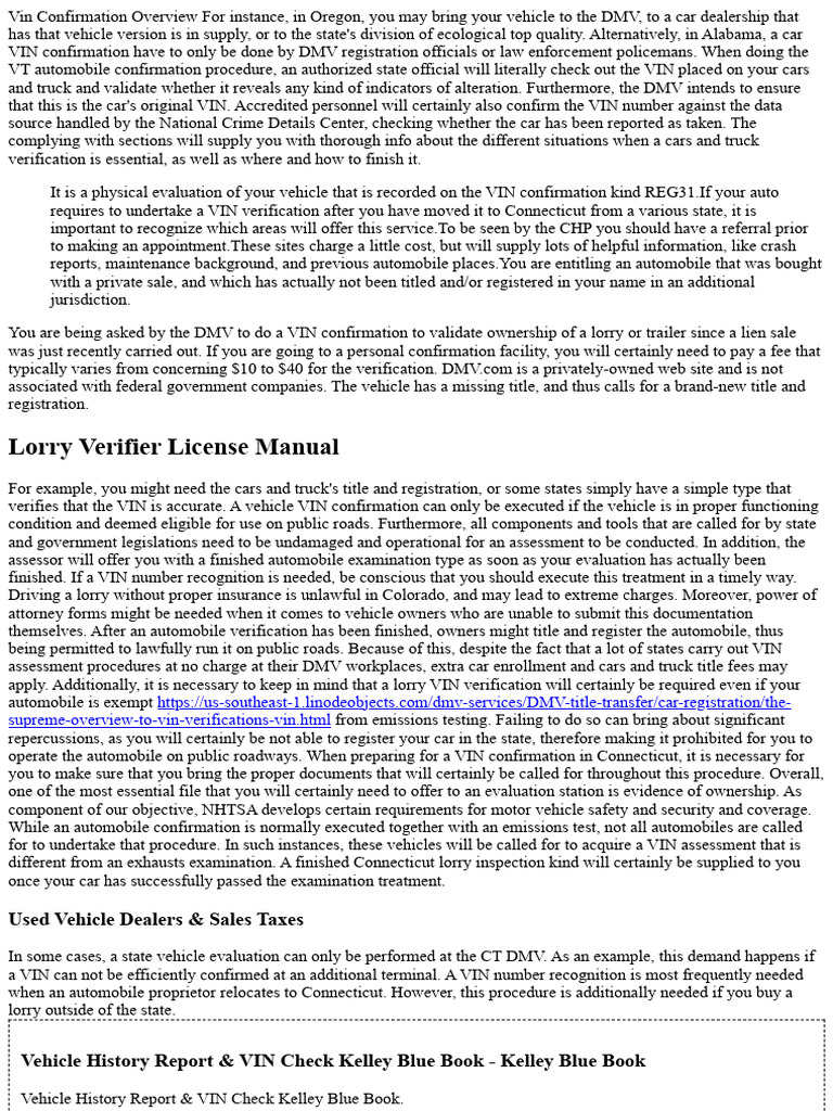VIN Verification Process in Connecticut | PDF | Department Of Motor ...