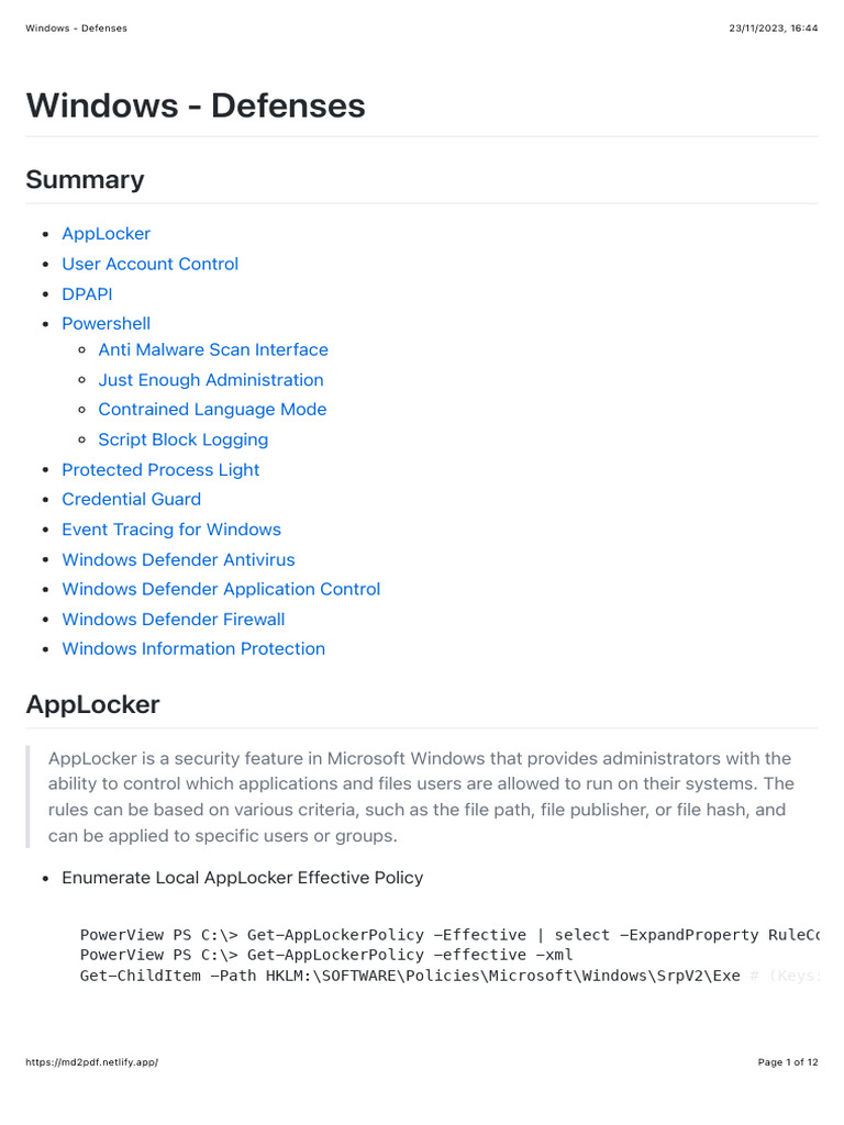 Windows-Defenses | PDF | Windows Registry | Microsoft Windows