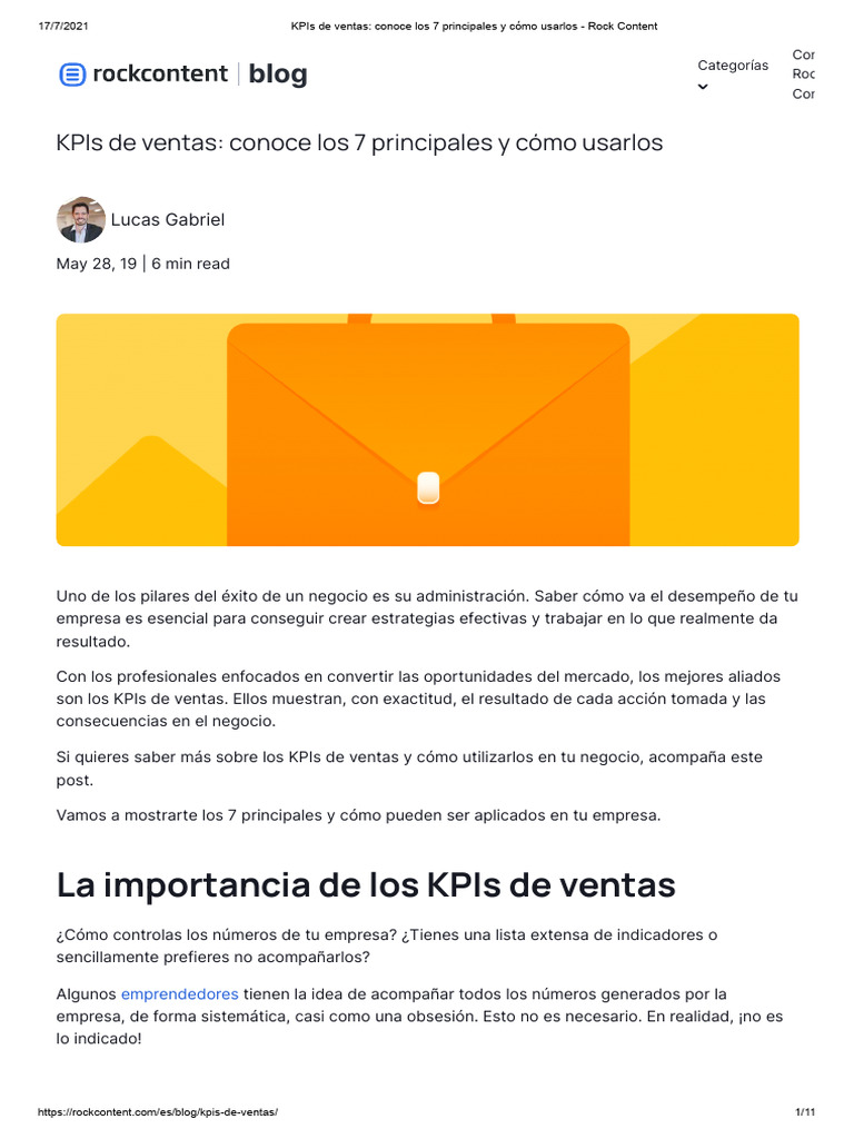 KPIs de Ventas - Conoce Los 7 Principales y Cómo Usarlos - Rock Content ...