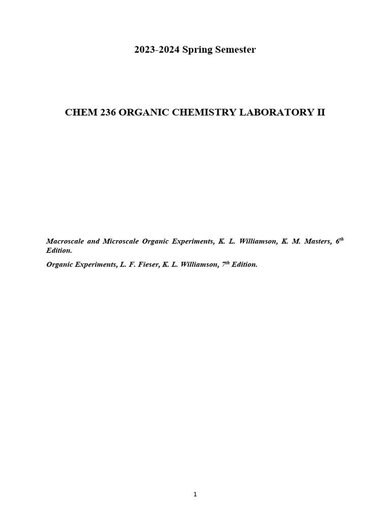 CHEM 236 - Spring 2024 - Experiment Procedures | PDF | Proton Nuclear ...