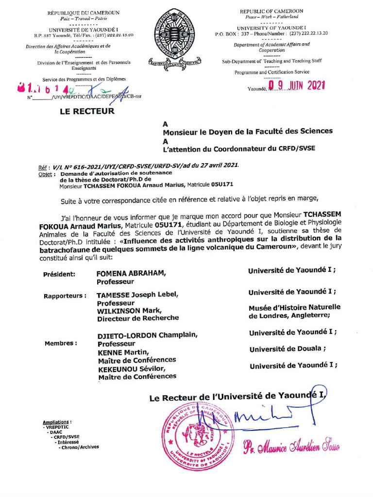9 Autorisations de Soutenance FS Signees Le 09 Juin 2021 2 | PDF