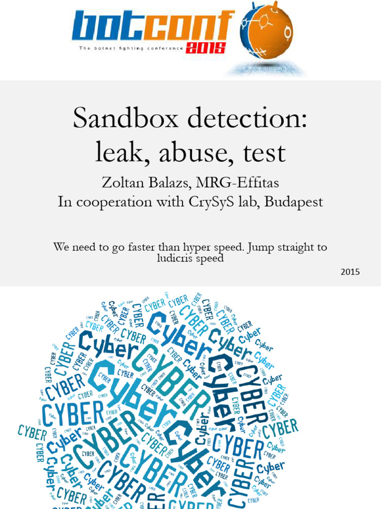 OK S02 Zoltan Balazs Sandbox Mapping Botconf | PDF | Malware | Desktop Computer