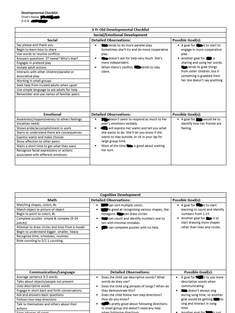 Developmental Checklist | Download Free PDF | Feeling | Communication