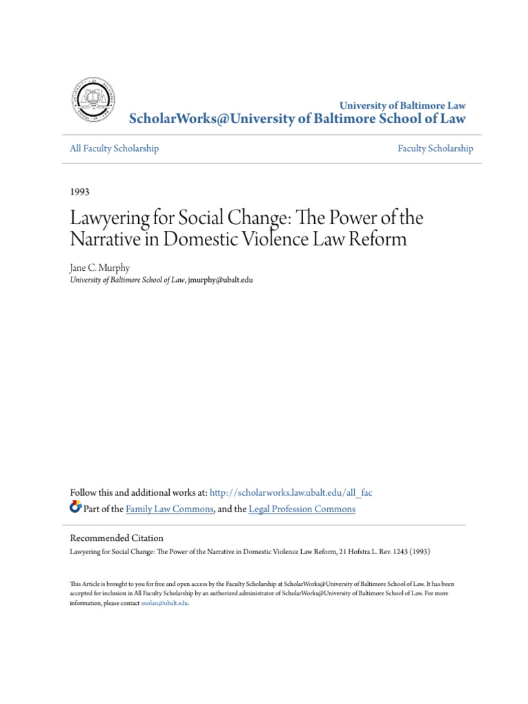 Lawyering For Social Change - The Power of The Narrative in Domestic ...