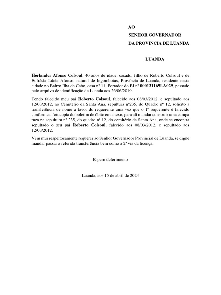 Pedido de Troca de Campa | PDF